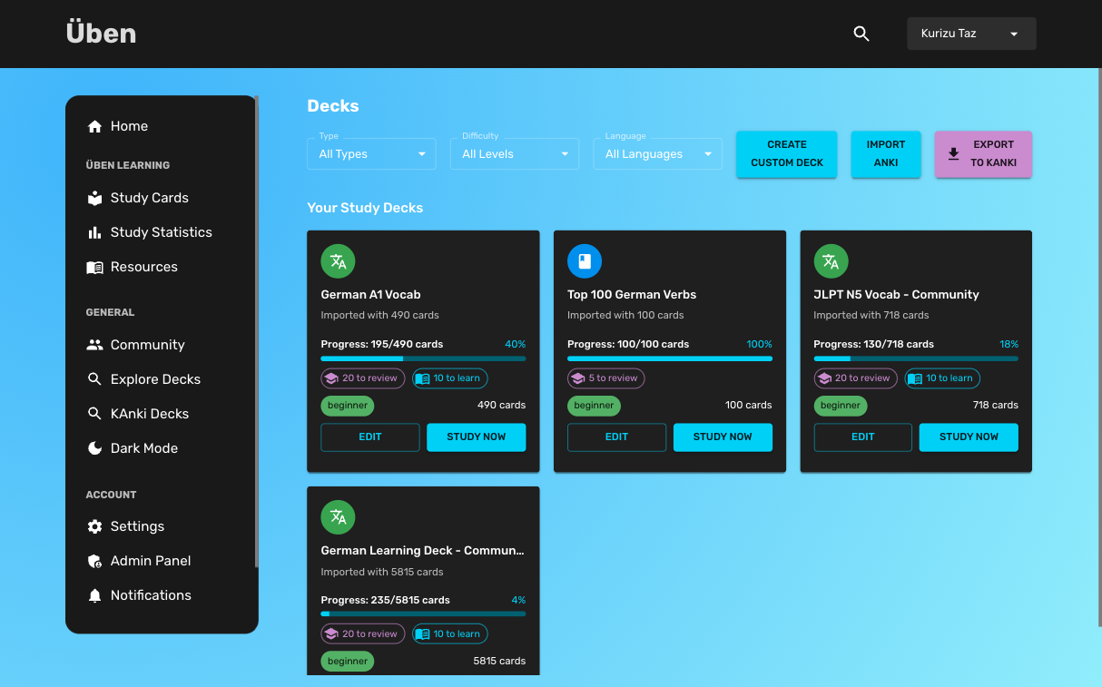 Uben | Master Any Subject with Intelligent Spaced Repetition